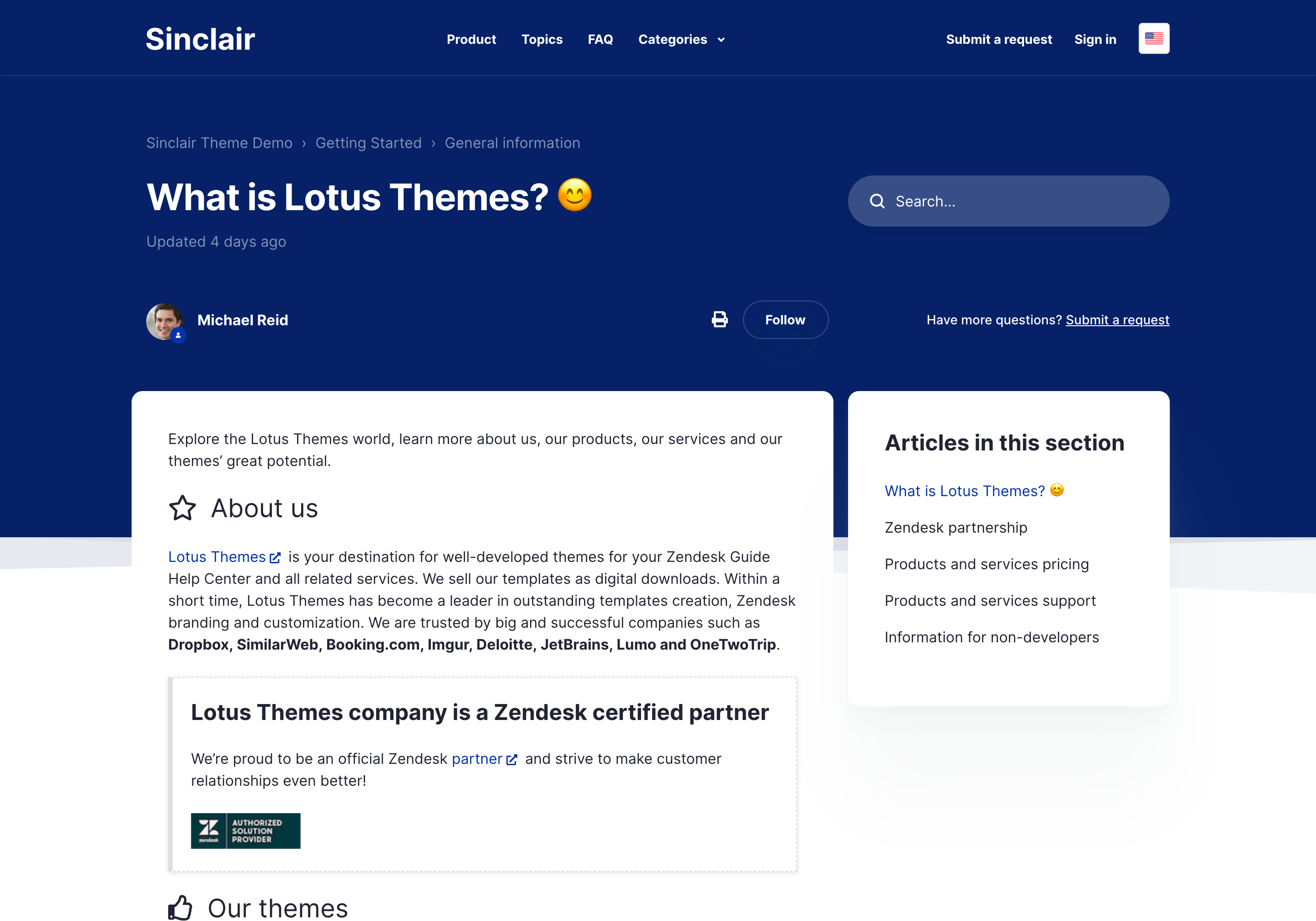 Lotus Themes, Zendesk partner help center theme for Zendesk